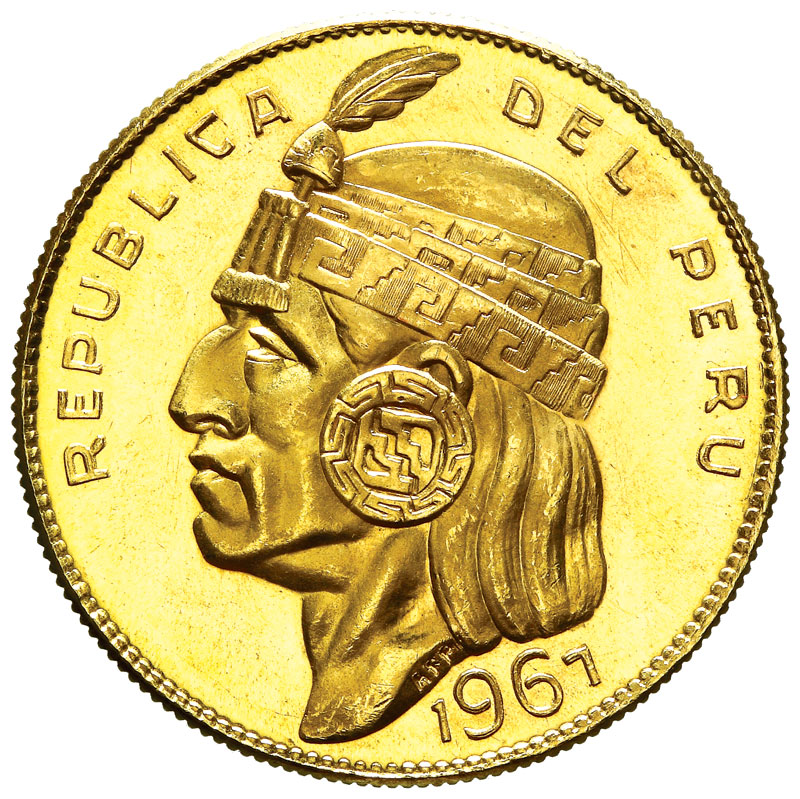 PERU' - 50 Soles - Inca - 1967 - Oro - 33,43g. - KM.219 - FDC